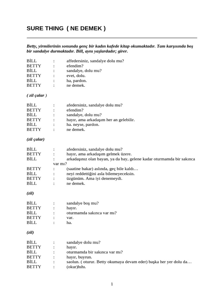 Ne Demek (Sure Thing) | PDF