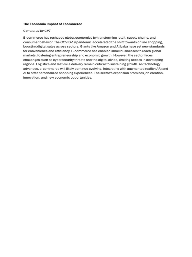 The Economic Impact of Ecommerce | PDF