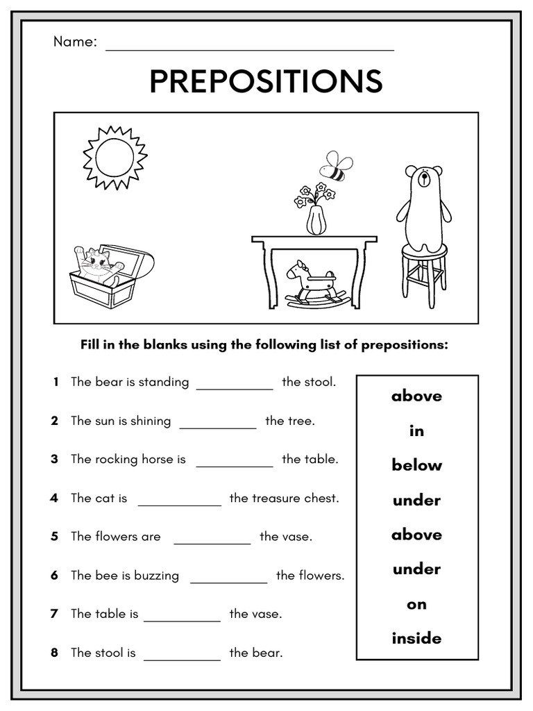 Preposition Worksheet | PDF