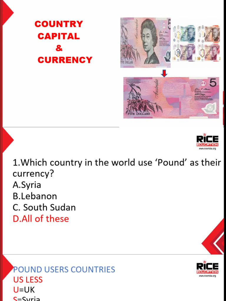 Currency & Capitals of Different Countries | PDF | Euro | Eurozone