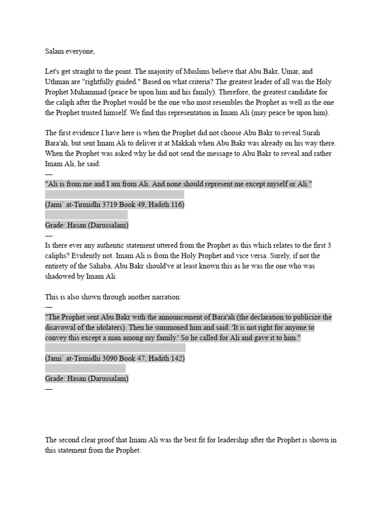Imam Ali (As) Caliphate Proof | PDF | Ali | Muhammad