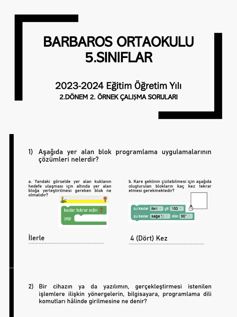 Bit 2 Donem 2 Ornek S | PDF