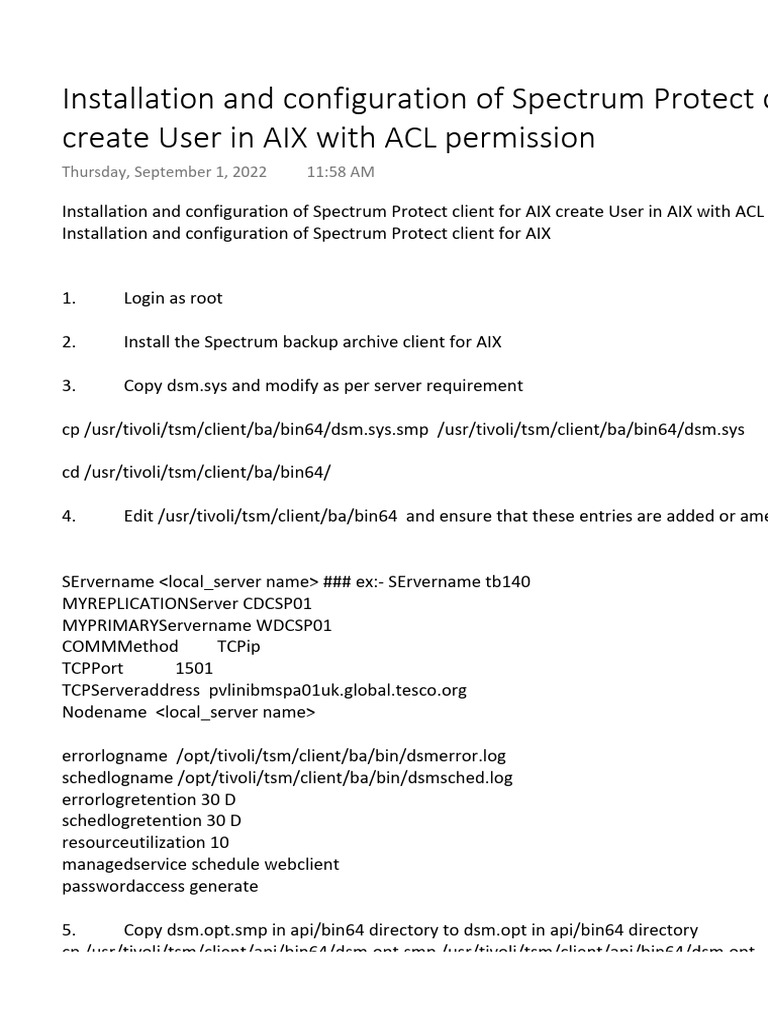Installation and Configuration of Spectrum Protect Client For AIX ...