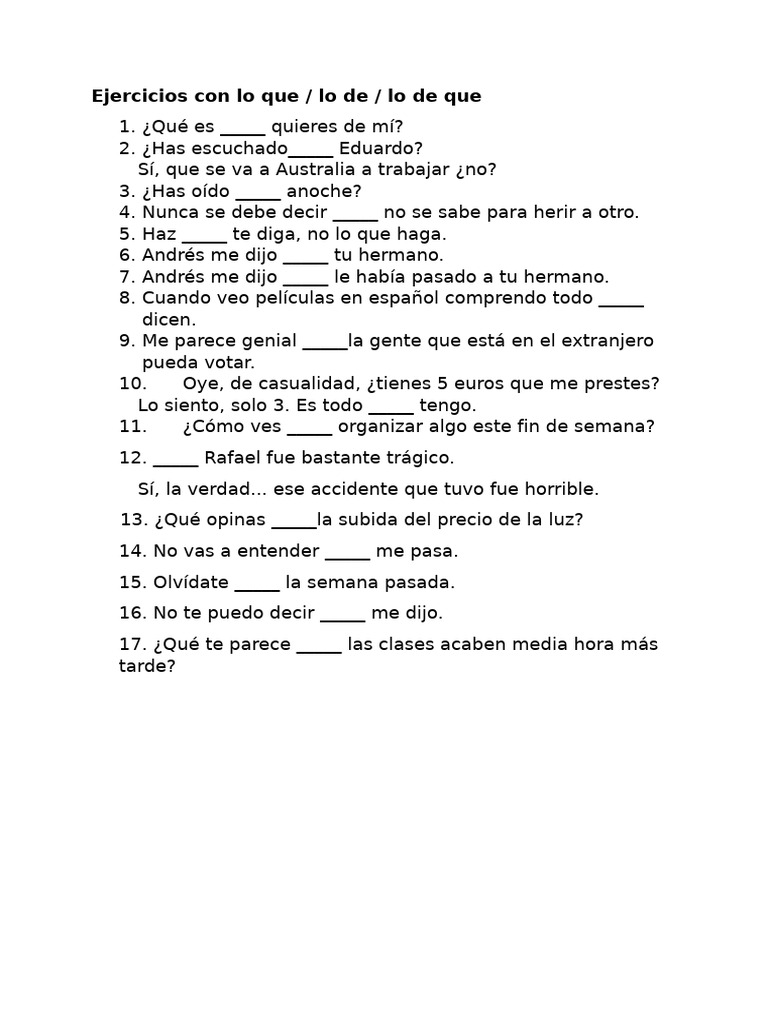 Ejercicios Con Lo Que | PDF