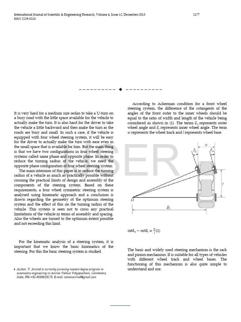 Optimizing The Turning Radius of A Vehic | PDF | Steering | Gear