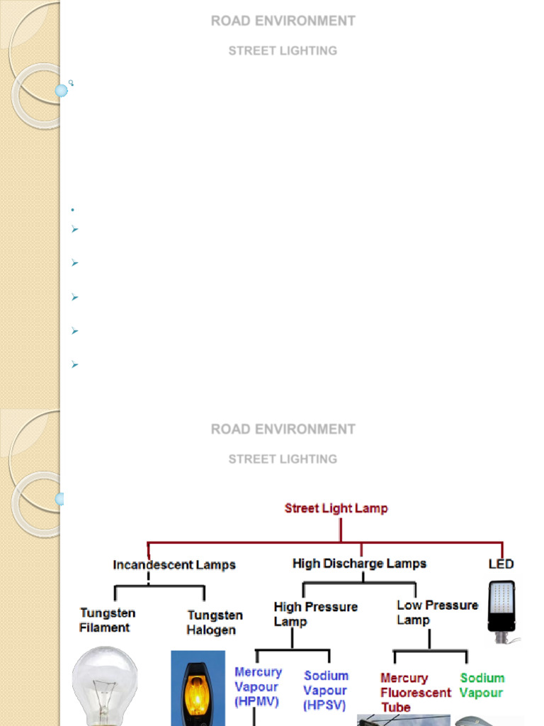Traffic Engineering Unit 5 Road Environment | PDF | Lighting | Street Light