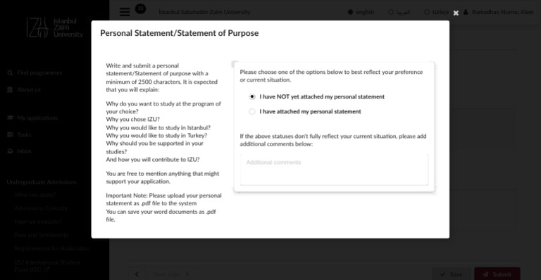 Apply Online! - İstanbul Sabahattin Zaim University | PDF