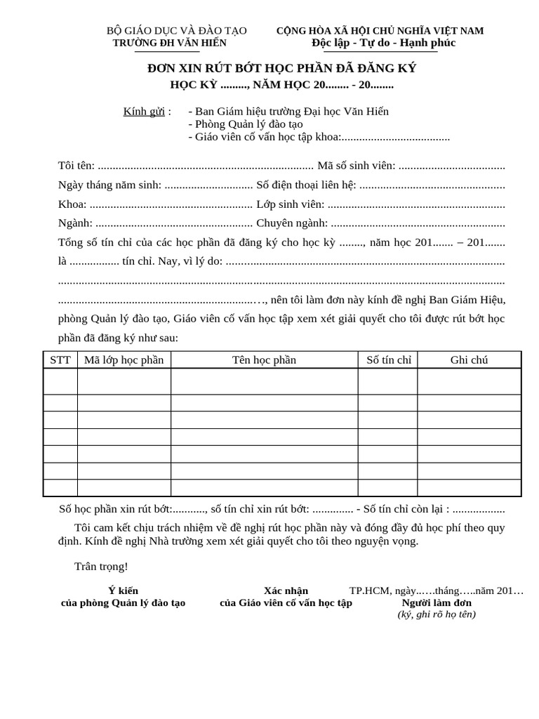 VHU Don de Nghi Rut Bot Hoc Phan 2 | PDF