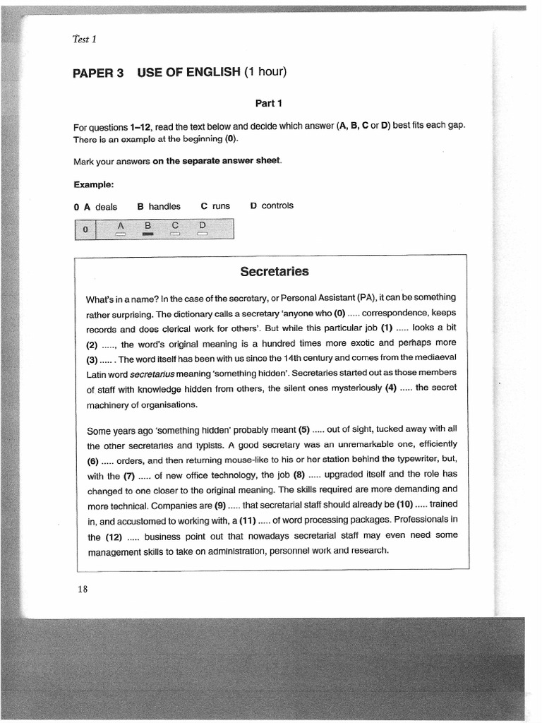 CAE Old Book 2 Mock 1 Secretaries | PDF