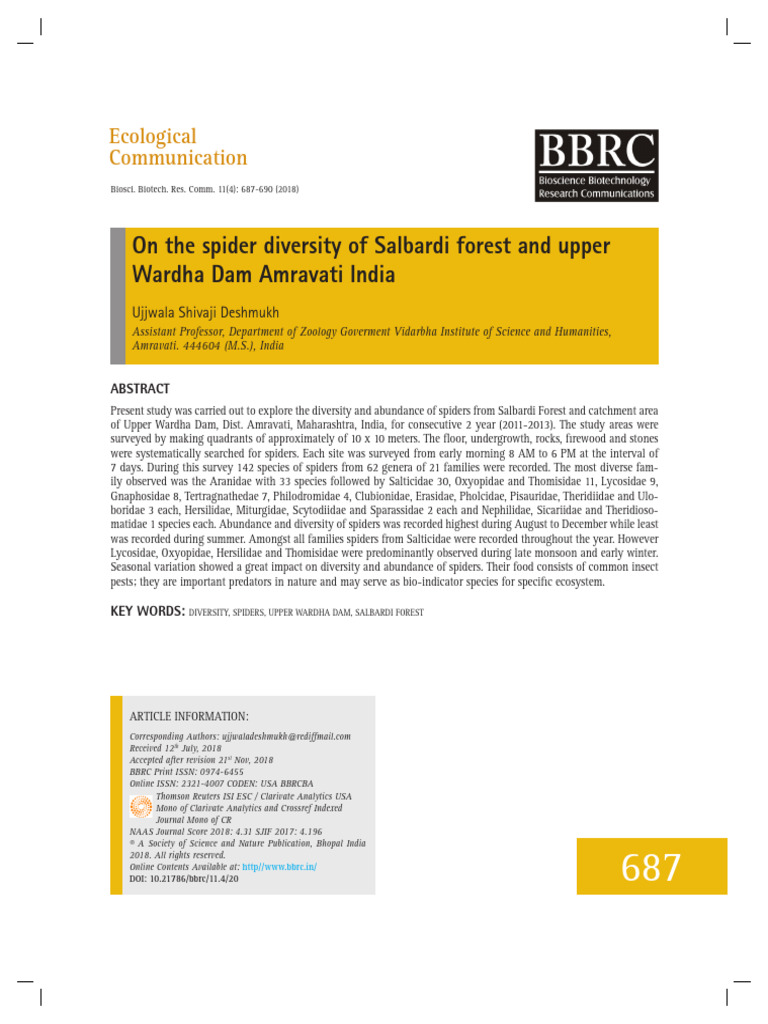Spider Diversity in Salbardi Forest | PDF | Spider | Biodiversity