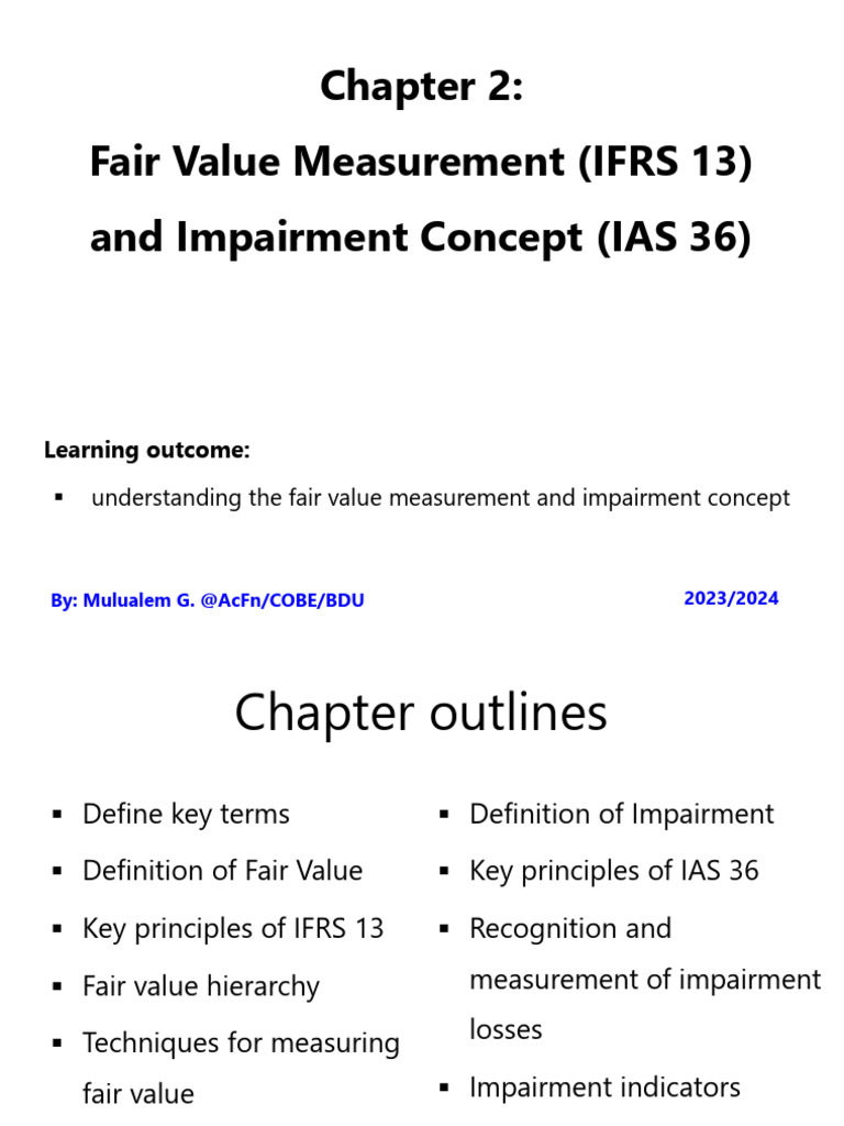 Chapter 2 FVM and Impairment | PDF | Fair Value | Valuation (Finance)