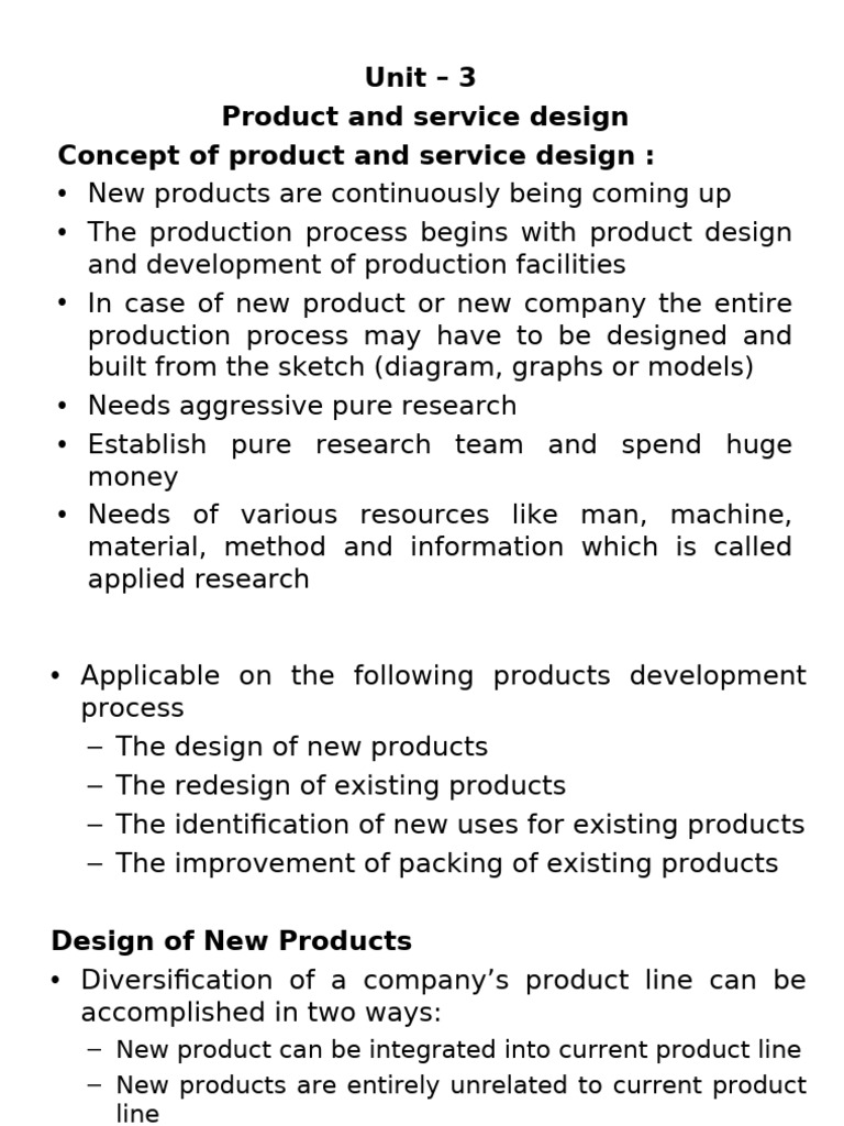 unit 3 product & service design (1) | PDF | Business