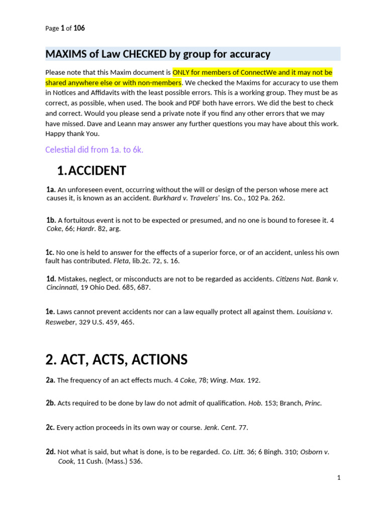 Maxims of Law Checked by Group For Accuracy Finished One | PDF | Common ...