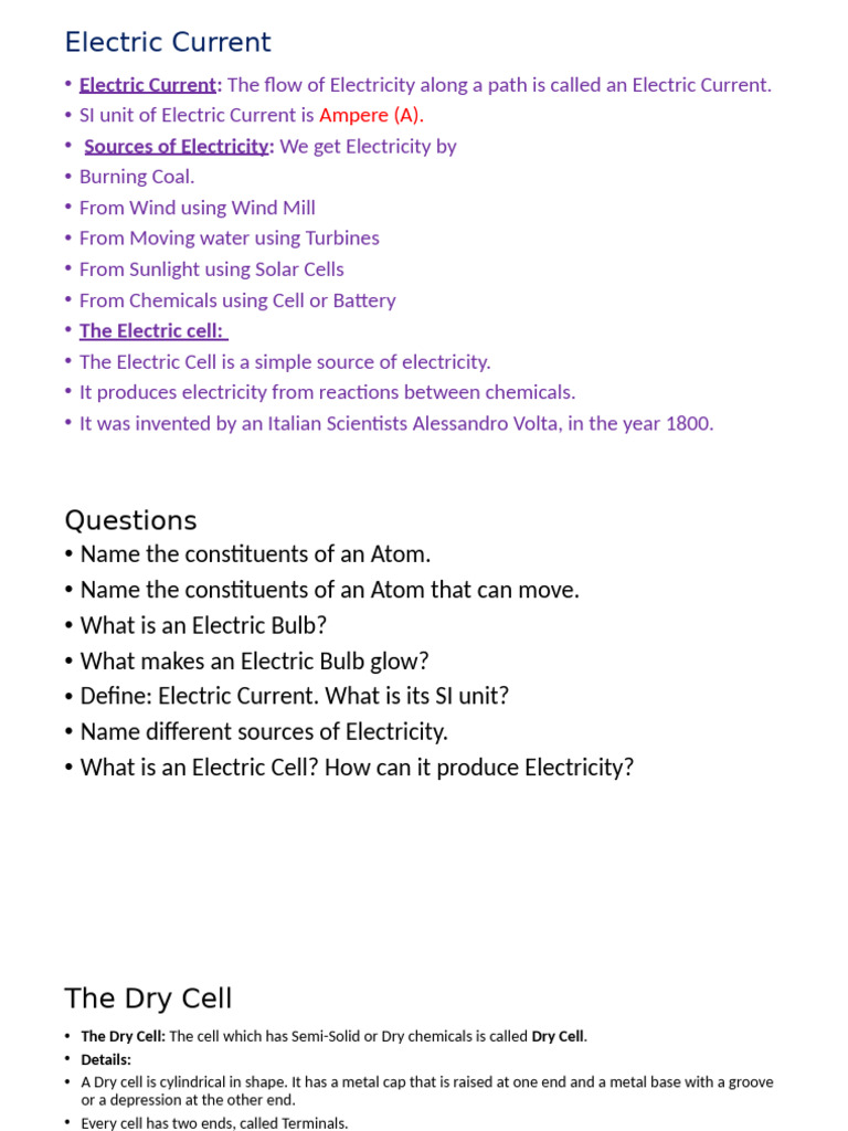 Electrict Current and Circuits | PDF | Incandescent Light Bulb ...
