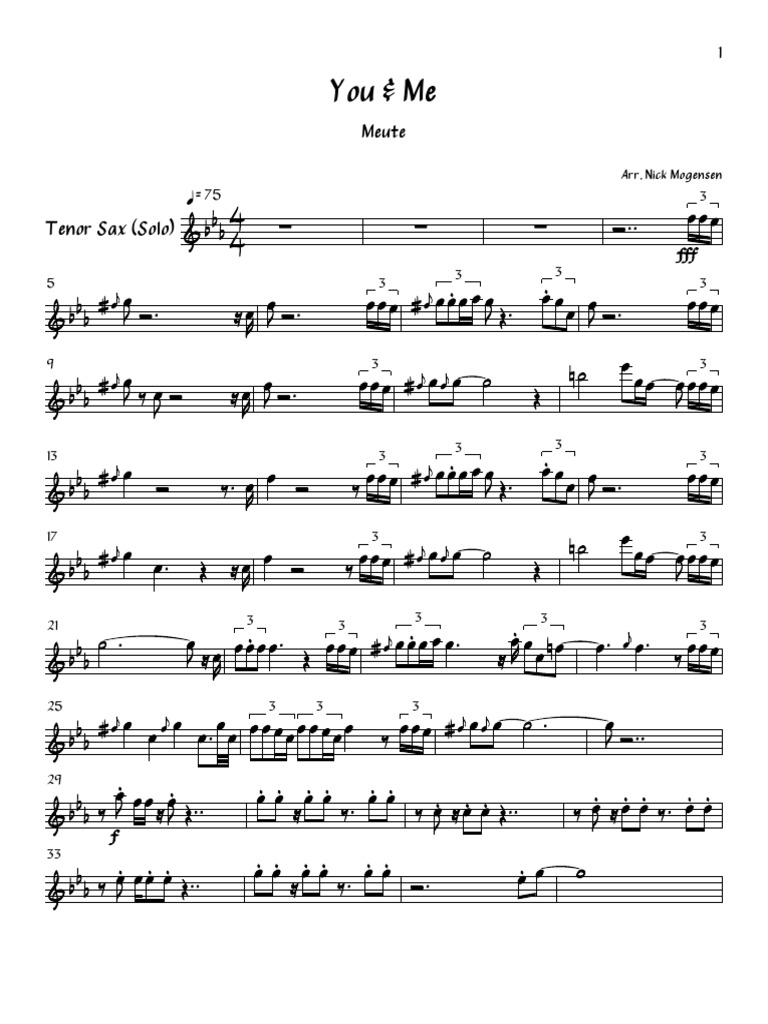 Tenor Sax Solo Arrangement: You & Me | PDF