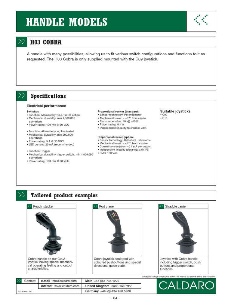 Cobra-produktblad | PDF | Switch | Components