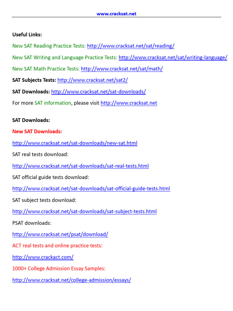 New SAT Practice Tests and Downloads | PDF
