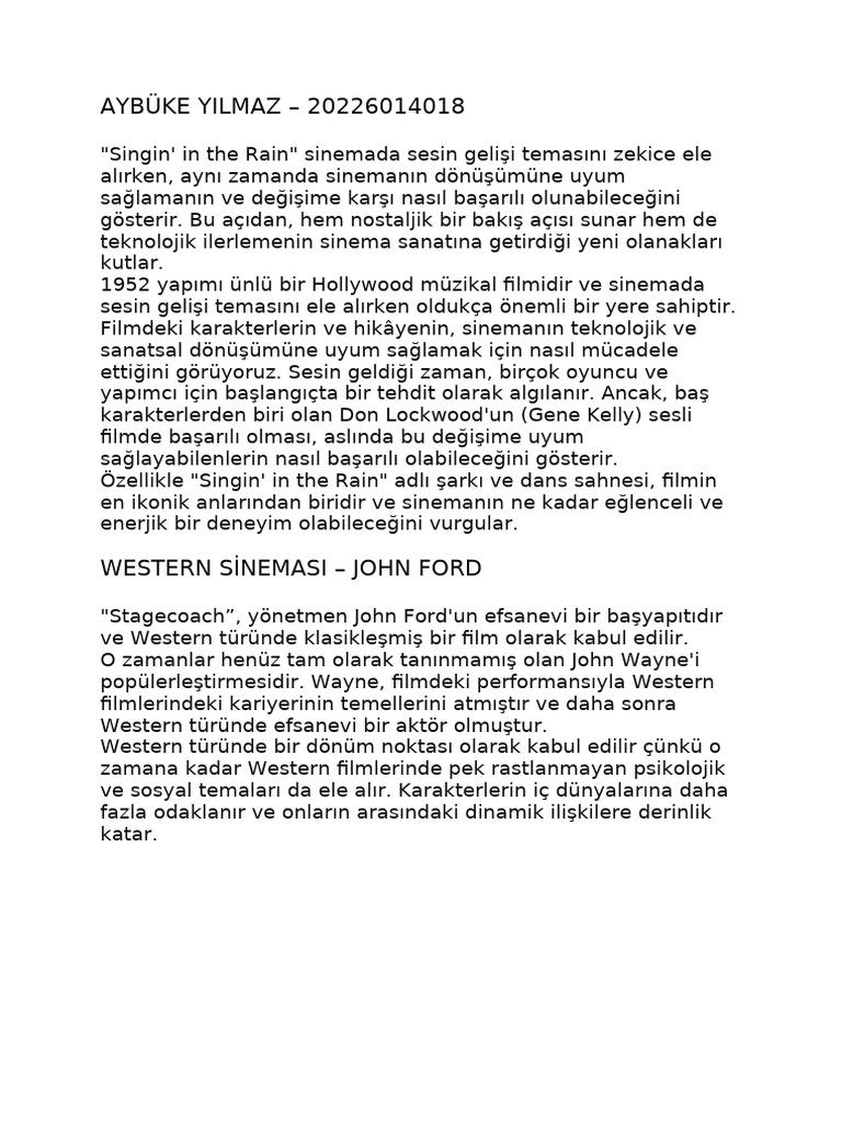 Sinema Tarihi Ödev 2 | PDF