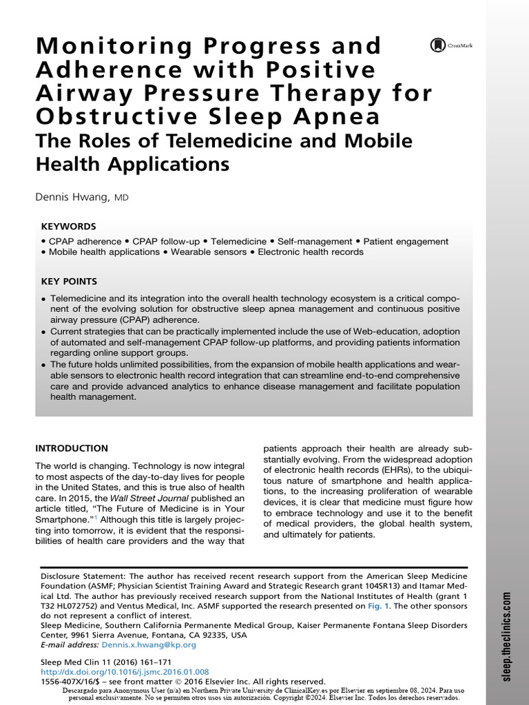 Monitoring Progress and Adherence With Positive Airway Pressure Therapy ...