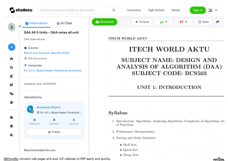 WWW Studocu Com in Document DR Apj Abdul Kalam Technical University ...