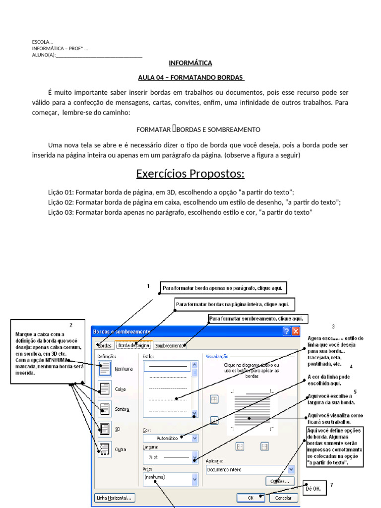 Aula 004 - Formatando Bordas - 3 e 4 | PDF