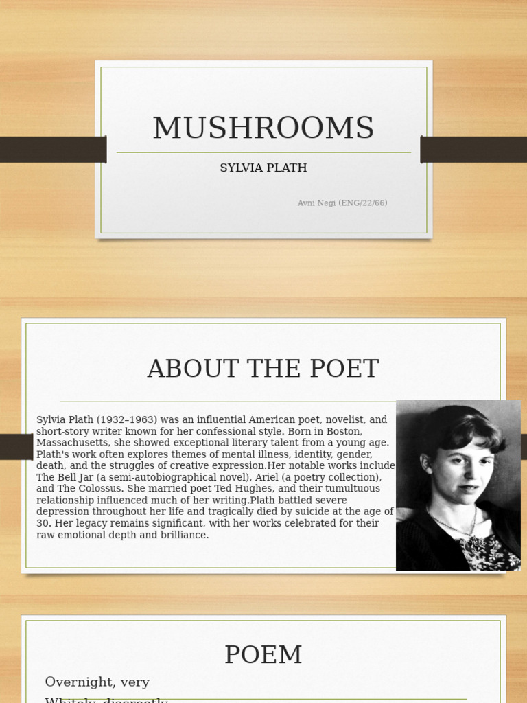 Sylvia Plath's "Mushrooms" Poem Analysis | PDF