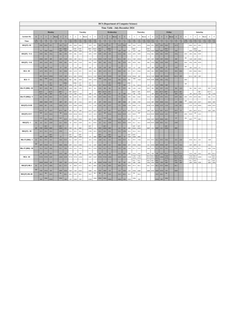 Final Time Table W.E.F. 12-08-2024 | PDF