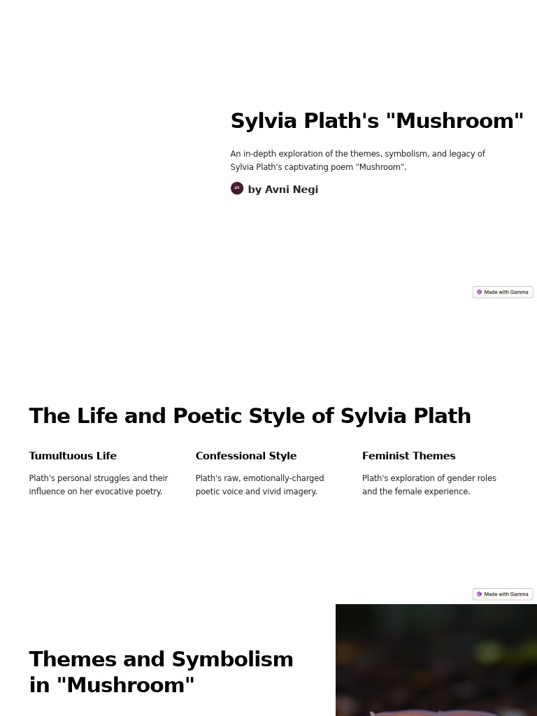 Sylvia Plaths Mushroom | PDF | Poetry | Sylvia Plath