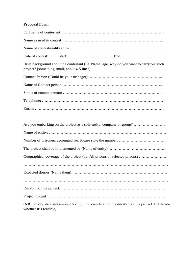 Proposal Form | PDF