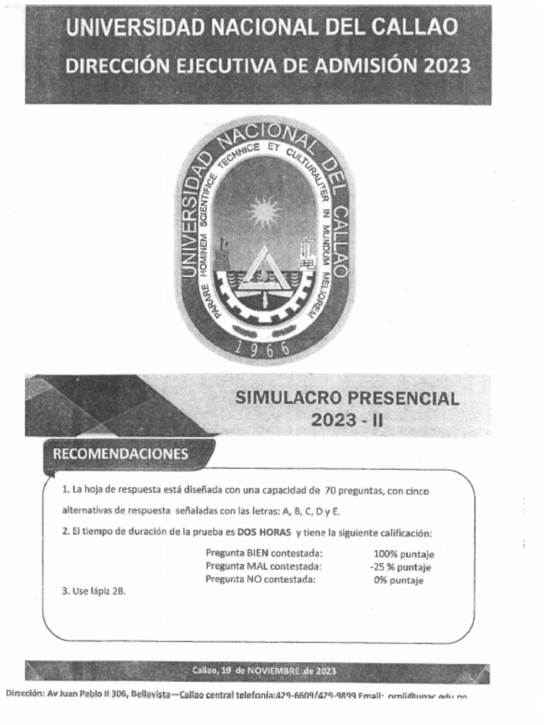2do Simulacro UNAC 2023B | PDF