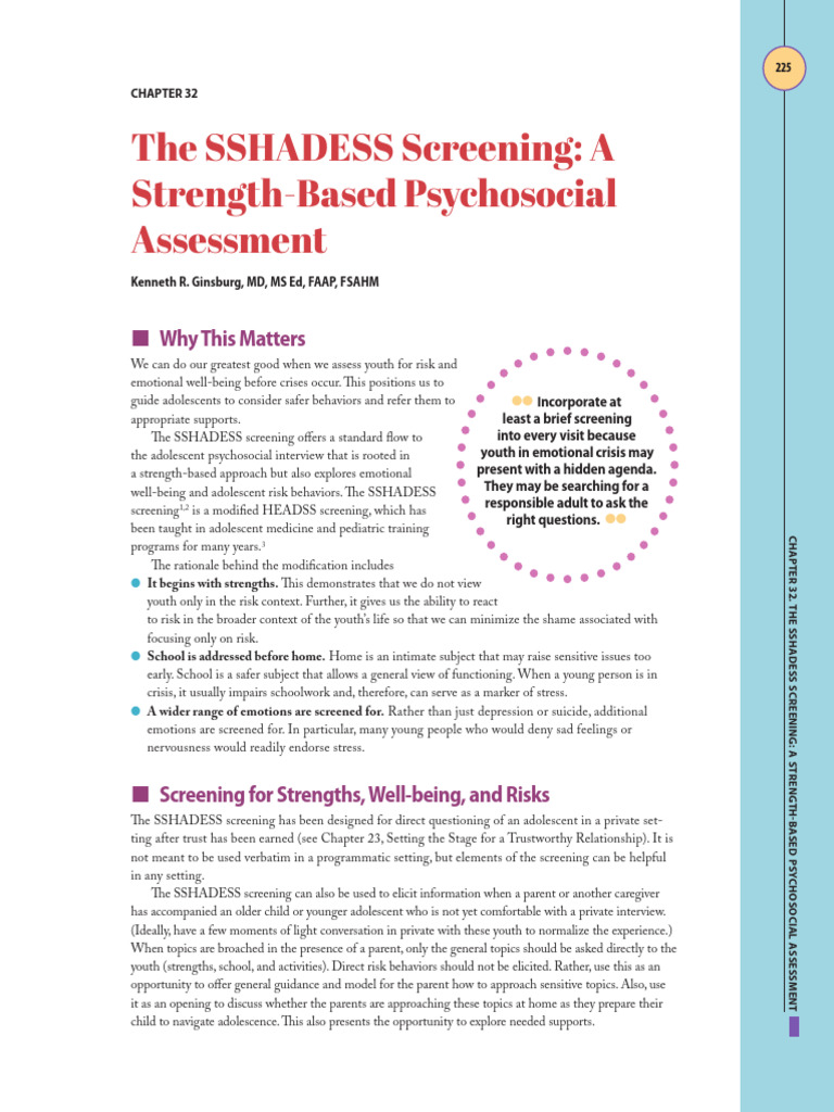 SSHADESS: Strength-Based Youth Assessment | PDF | Adolescence | Psychology