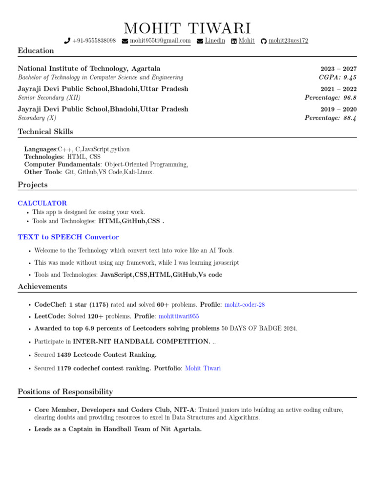 Mohit Resume | PDF