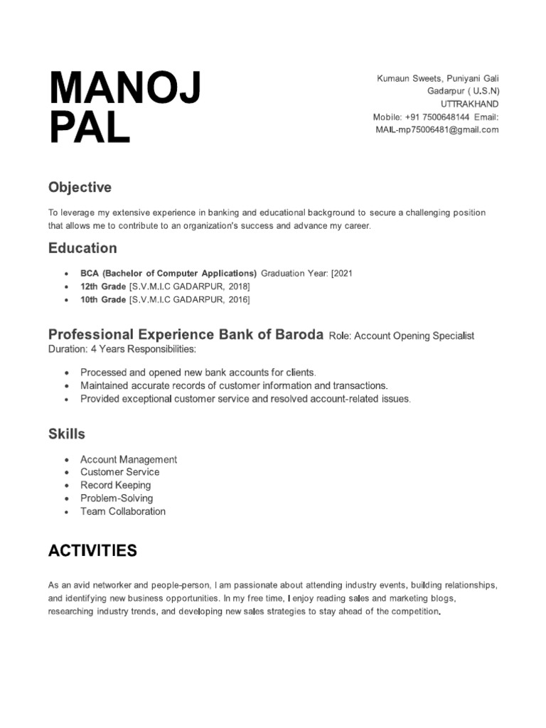 Manoj Pal Resume | PDF