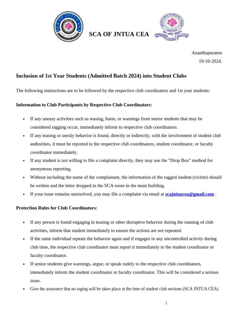 SCA OF JNTUA CEA | PDF | Aggression | Violence