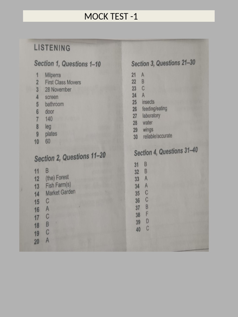 Mock Test Answers | PDF