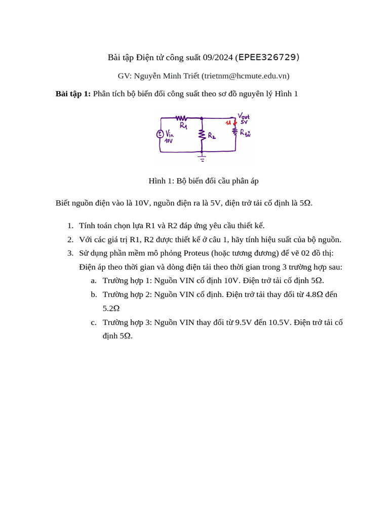 (EPEE326729) 2024 - 09 - Bai Tap Dien Tu Cong Suat - Buoi 1 | PDF