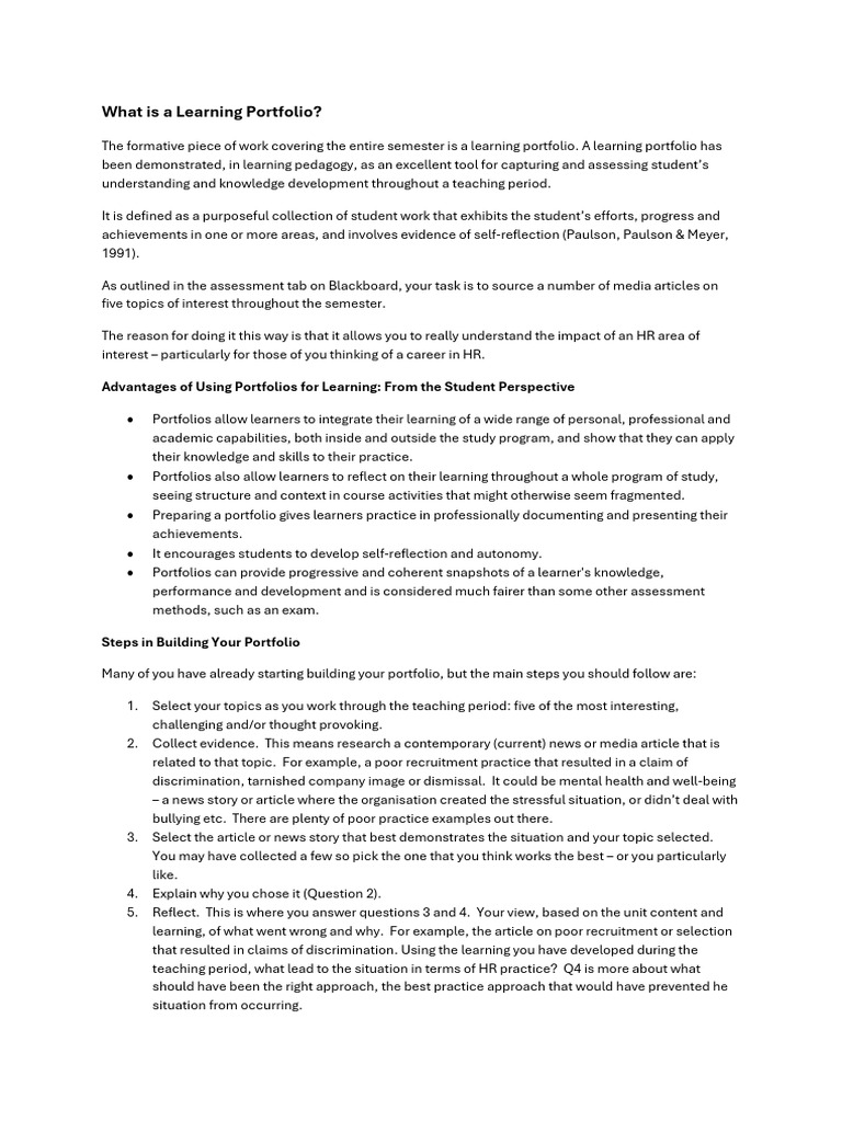 Understanding Learning Portfolios | PDF | Learning | Educational Assessment