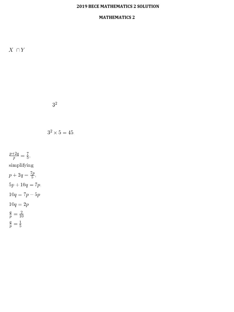 2019 Bece Mathematics 2 Solution | PDF | Mathematics | Mathematical Objects