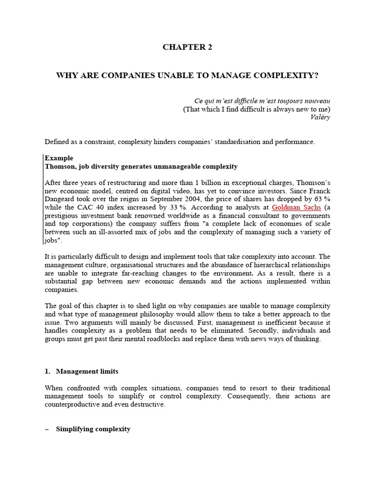 AUGER Pascale-Managing in complexity-chapter2-EN | PDF | Rationality ...