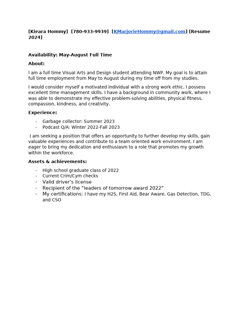 Kiki Full Time Resume | PDF