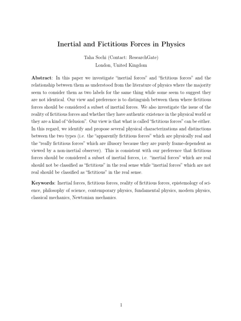 Inertial and Fictitious Forces in Physics | PDF | Force | Classical Mechanics