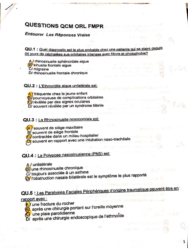 Examen ORL 2019-2020 FMPR | PDF