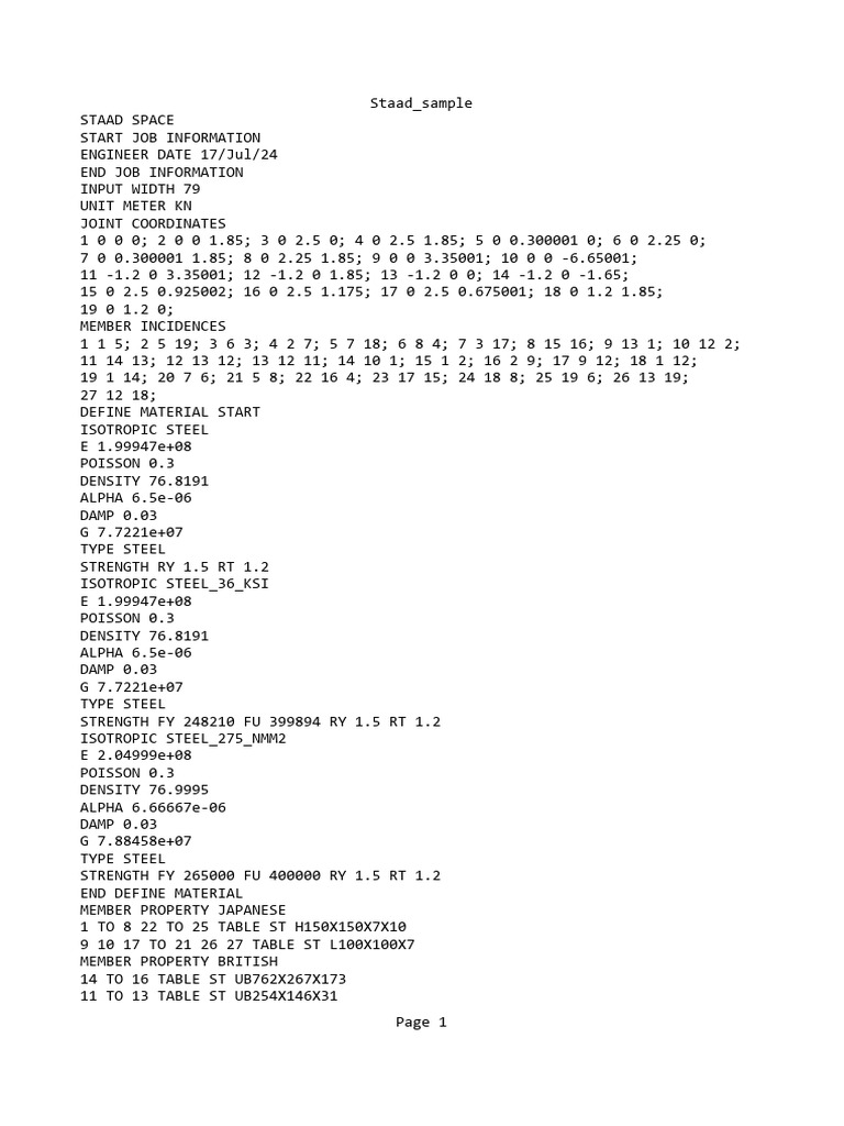 Staad Codes | PDF | Structural Engineering | Applied And Interdisciplinary Physics