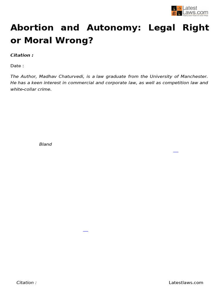 Abortion and Autonomy_ Legal Right or Moral Wrong_ | PDF | Autonomy ...