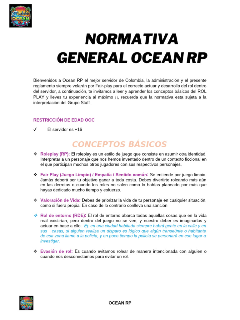 Normativa General Ocean RP | PDF | Policía