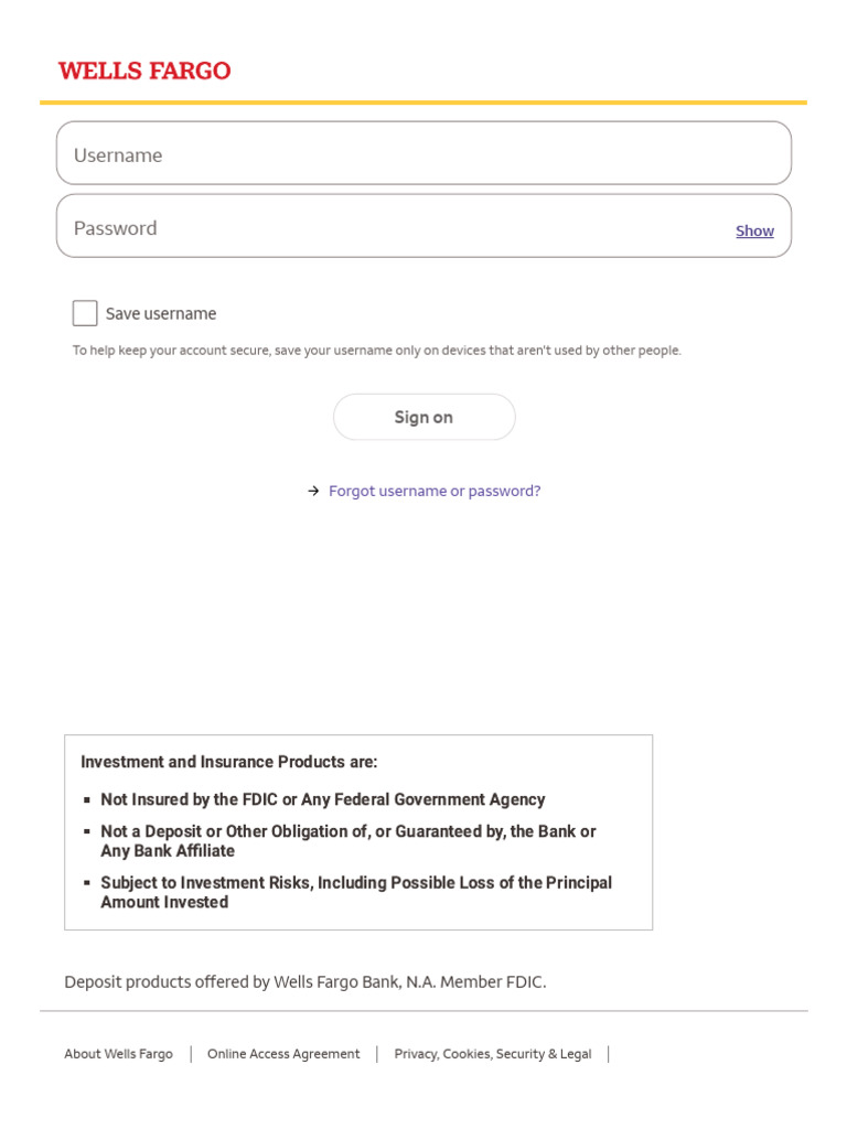 Sign On To View Your Personal Accounts - Wells Fargo | PDF
