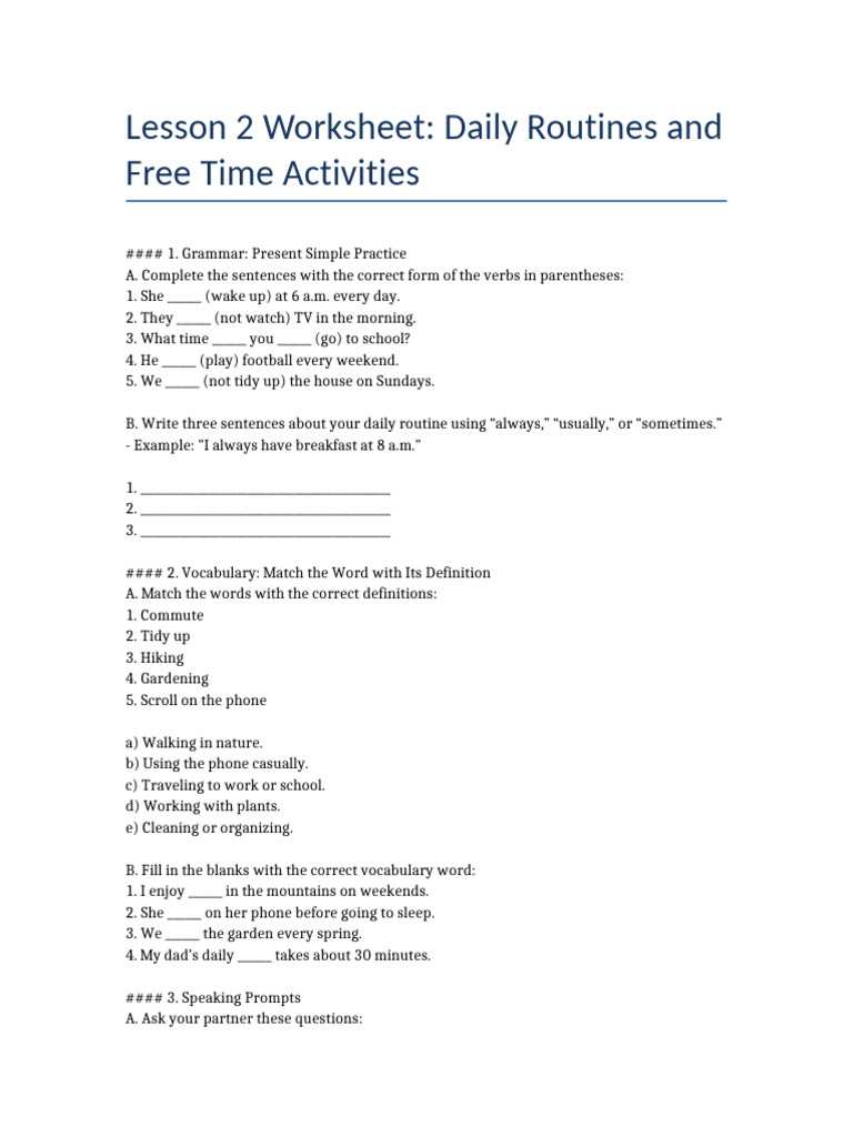 Lesson 2 Worksheet | PDF