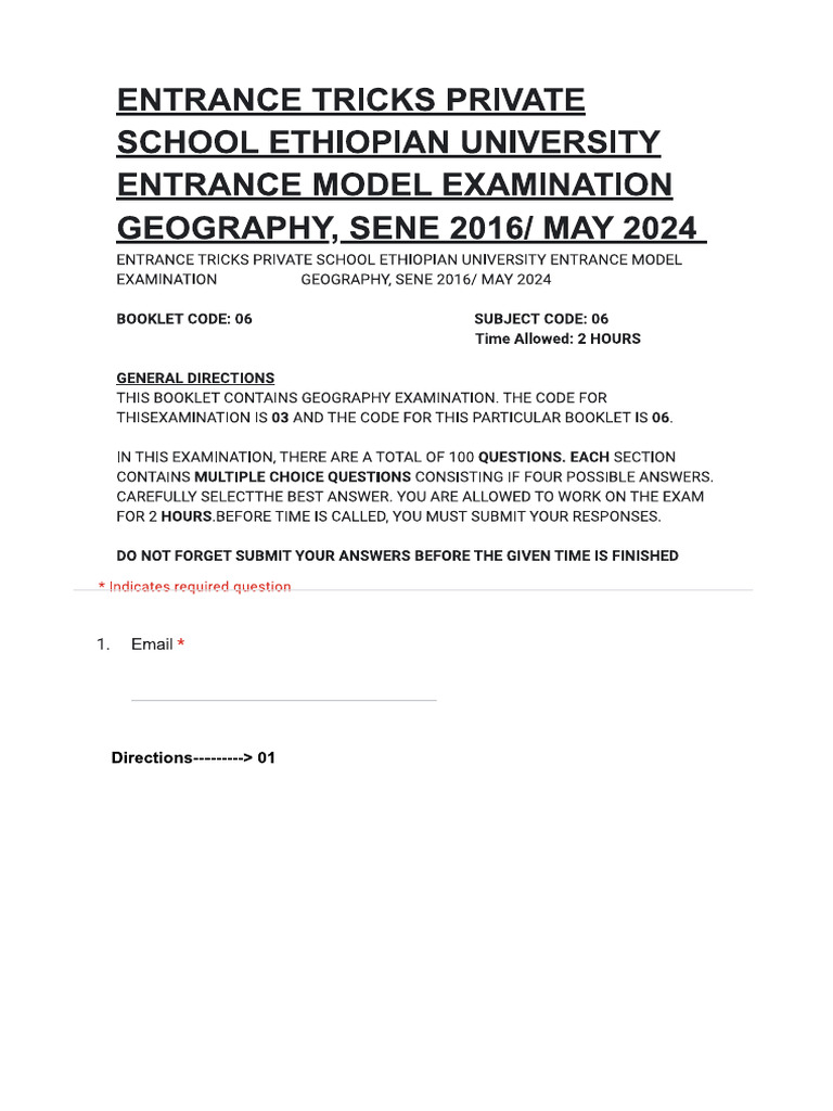2016 Online Geography Model Examination - @entrance - Tricks | PDF
