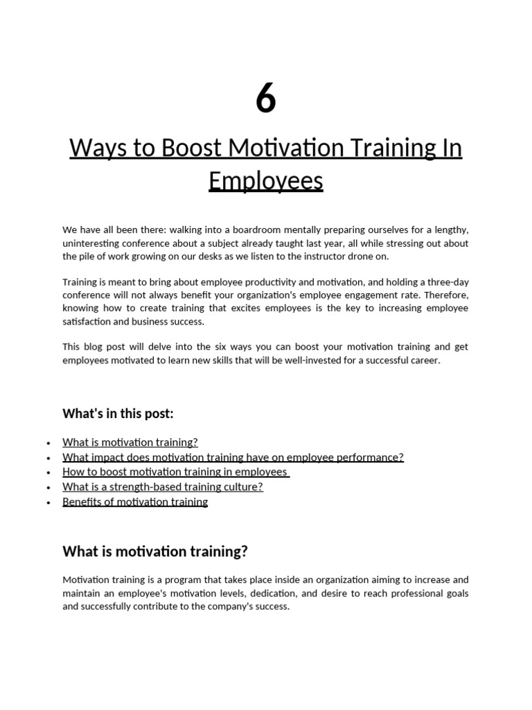 Boosting Employee Motivation Training | PDF | Motivation | Motivational
