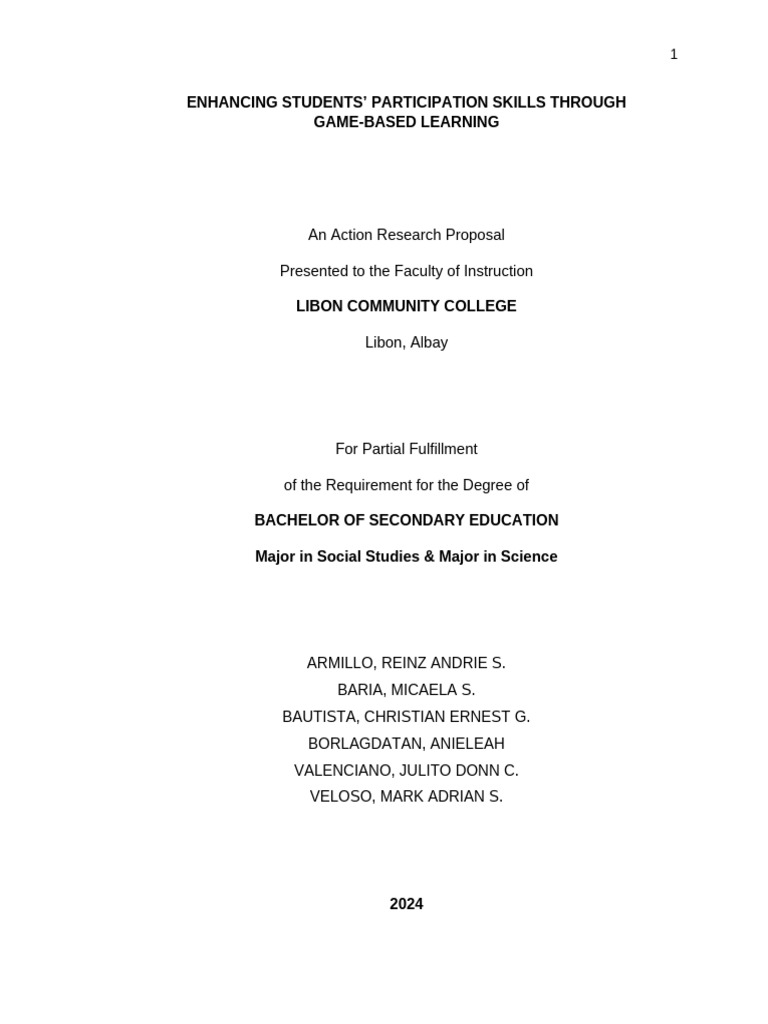 ACTION RESEARCH Final 1 | PDF | Learning | Critical Thinking